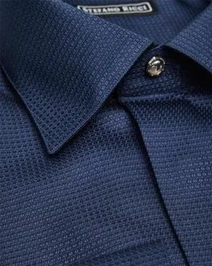 Stefano Ricci Apos;s Textured Silk Dress Shirt - Blue