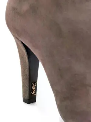 Saint Laurent Suede Ankle Boots With Sculpted Heel