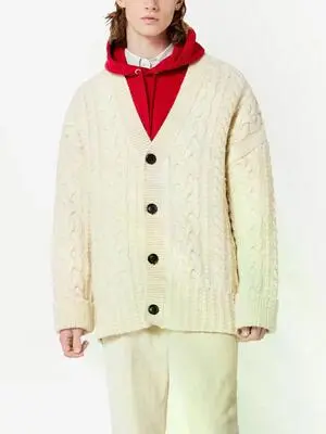 AMI Paris V-neck Cable Knit Cardigan