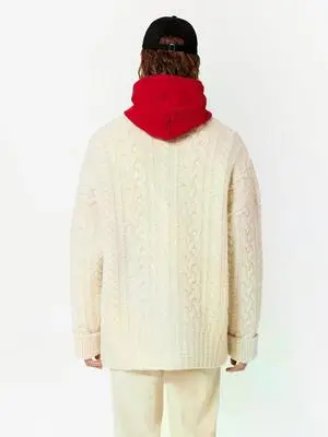 AMI Paris V-neck Cable Knit Cardigan