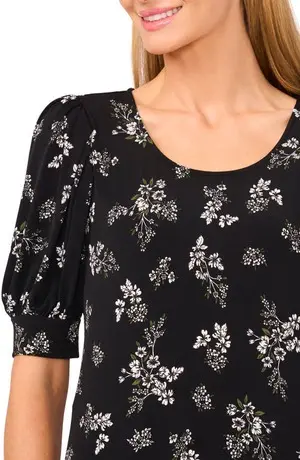 CECE DUPRAZ Floral Print Puff Shoulder Top