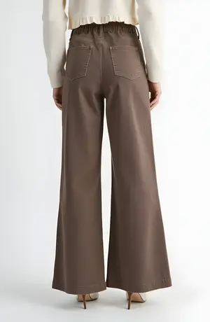 MODENAIRE High-waist Wide-leg Front-pleated Side-pocket Pants