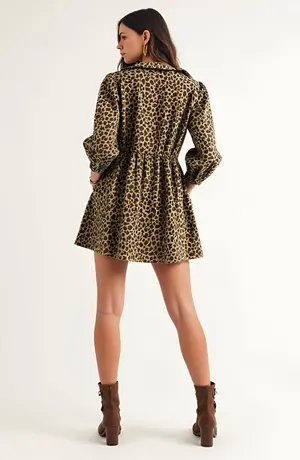 MODENAIRE Long-sleeve Mini Dress With Oversized Collar