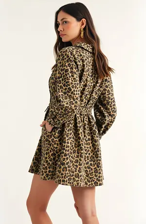 MODENAIRE Long-sleeve Mini Dress With Oversized Collar