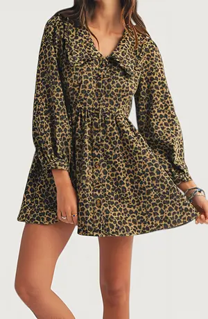MODENAIRE Long-sleeve Mini Dress With Oversized Collar