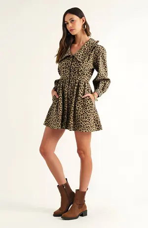 MODENAIRE Long-sleeve Mini Dress With Oversized Collar