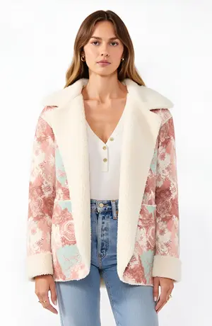 MODENAIRE Plush Trim Fleece Hooded Jacket