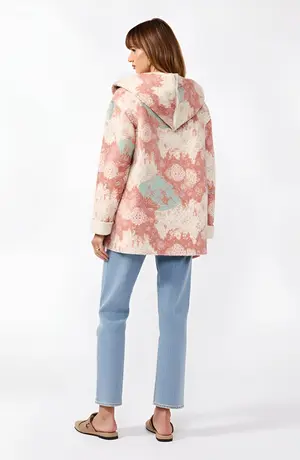 MODENAIRE Plush Trim Fleece Hooded Jacket