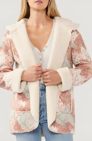 MODENAIRE Plush Trim Fleece Hooded Jacket