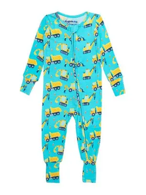 RUFFLEBUTTS Softsnooze Baby Convertible One Piece Pajama - Under Construction