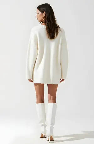 MODENAIRE Oversized Knit Sweater Dress With Bow