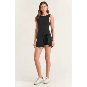 MODENAIRE Sleeveless Active Dress With Faux Wrap Skirt - Black