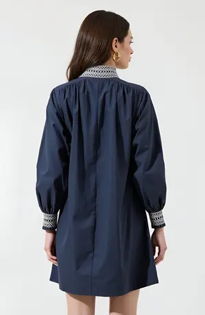 MODENAIRE Long-sleeve Embroidered Mini Dress