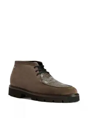 GIUSEPPE ZANOTTI High Crocodile-print Lace-up Boots - Brown