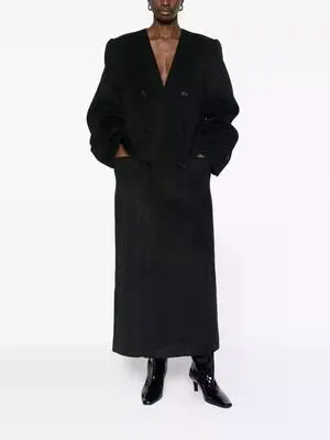 ALAINPAUL Collarless Double-breasted Coat