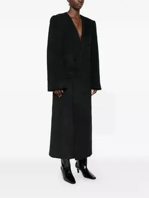ALAINPAUL Collarless Double-breasted Coat