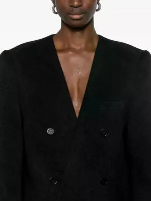 ALAINPAUL Collarless Double-breasted Coat
