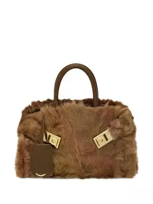 FERRAGAMO Mini Hug Shearling Cross Body Bag With Buckle
