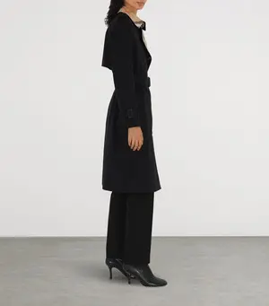 Burberry Long Check Gabardine Trench Coat - Black