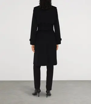 Burberry Long Check Gabardine Trench Coat - Black