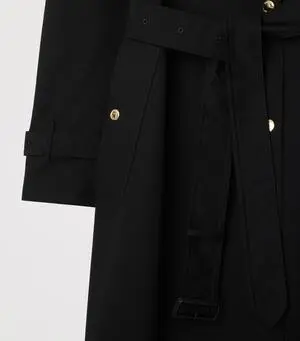 Burberry Long Check Gabardine Trench Coat - Black