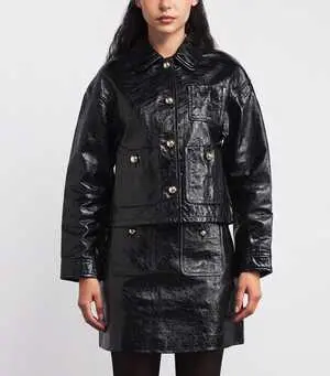 Claudie Pierlot Cropped Leather Jacket