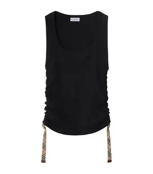 Burberry Cotton-blend Gathered Tank Top - Black