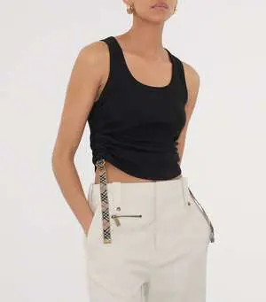Burberry Cotton-blend Gathered Tank Top - Black