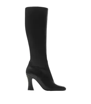 BURBERRY Leather Trinket Heeled Boots 90