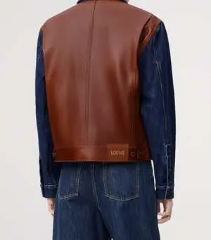 Loewe Leather-denim Hybrid Jacket