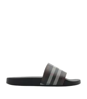 Burberry Checked Slides - Brown