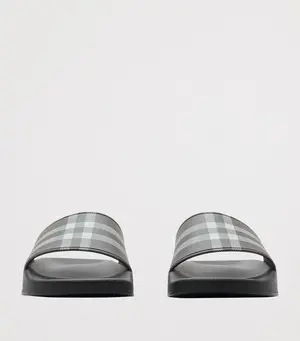 Burberry Checked Slides - Brown