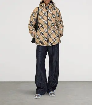 Burberry Quilted Check Puffer Jacket - Beige