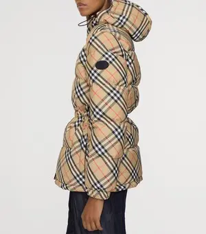 Burberry Quilted Check Puffer Jacket - Beige