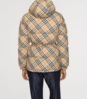 Burberry Quilted Check Puffer Jacket - Beige