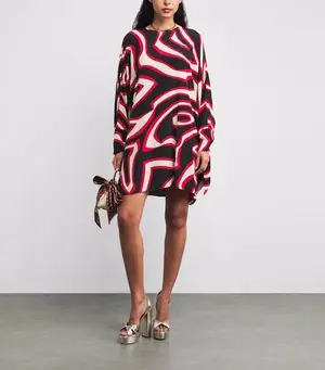 Emilio Pucci Silk Labirinto Print Mini Kaftan Dress