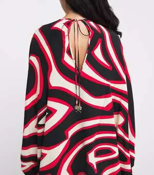 Emilio Pucci Silk Labirinto Print Mini Kaftan Dress