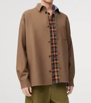 Loewe Wool-cashmere Anagram Overshirt - Brown