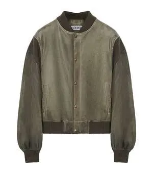 Loewe Nappa Leather Bomber Jacket - Green