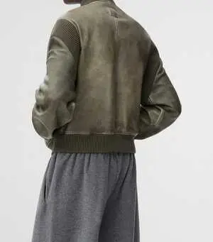 Loewe Nappa Leather Bomber Jacket - Green