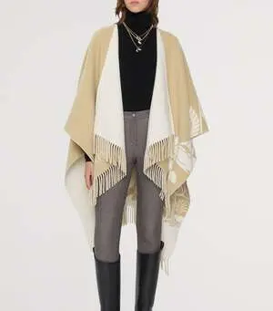 Burberry Wool-cashmere Ekd Cape - Beige