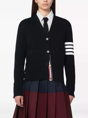 Thom Browne Wool V-neck Cardigan With 4-bar Stripe Detailing