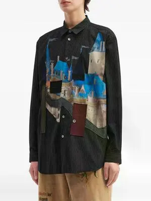 KHOKI Striped Castle-detail Shirt