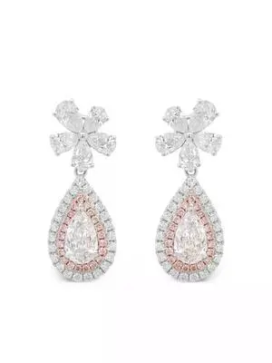 HYT JEWELRY Diamond Flower Drop Earrings - Silver
