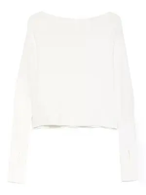 AYA MUSE Off-shoulder Knitted Top - White