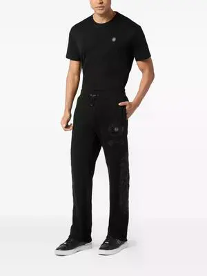 Philipp Plein Leather-insert Embroidered Track Pants