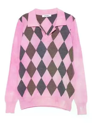 Gimaguas Argyle-pattern Sweater - Pink