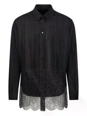Fendi Striped Lace-detailing Shirt - Brown