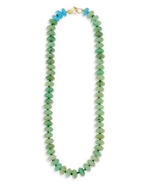 Adina Reyter 9k Yellow Gold, Blue Quartz & Aventurine Necklace Green
