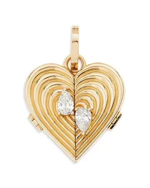 Adina Reyter 14k Yellow Groovy Locket Charm With Lab Grown Diamond - Gold